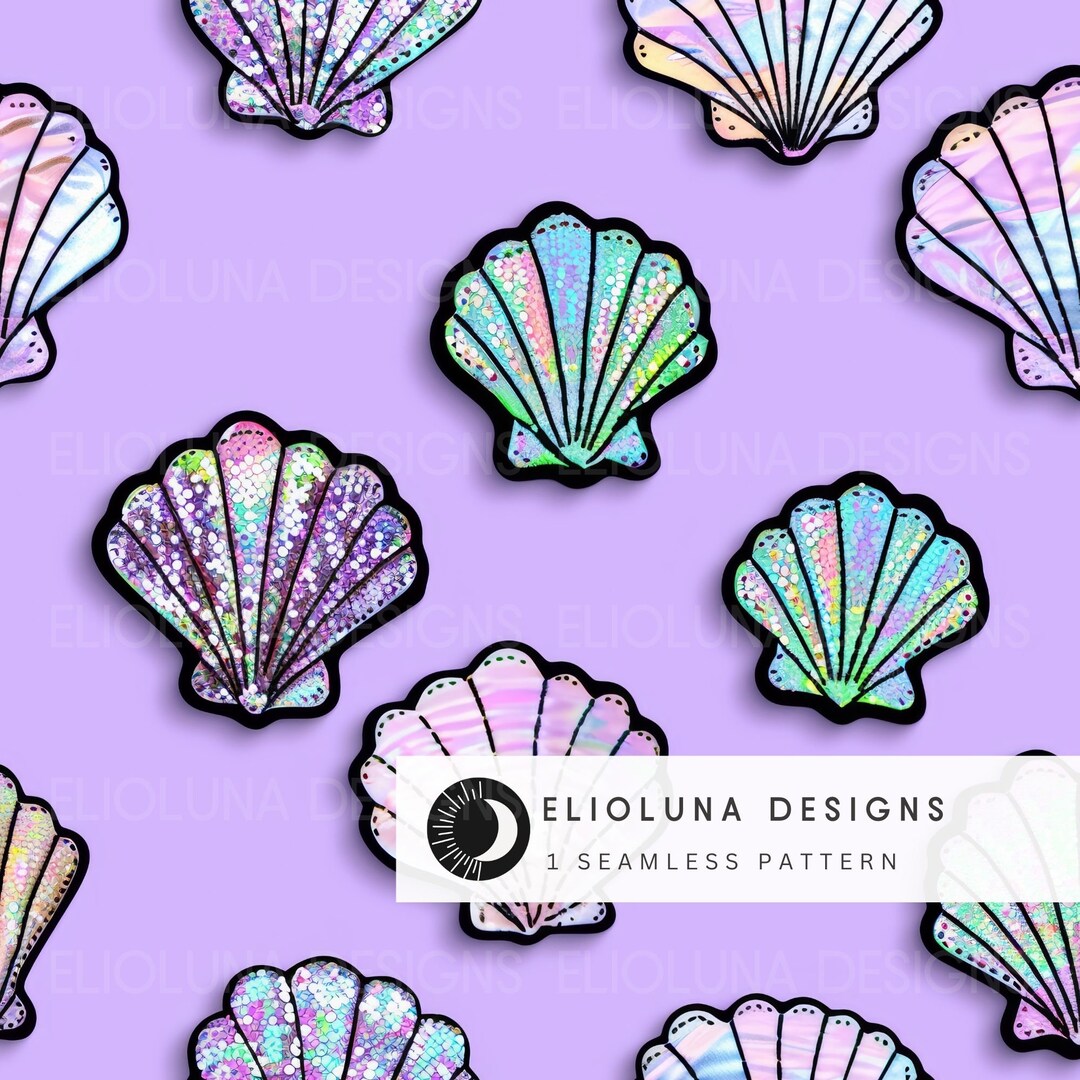 Seashell Seamless Pattern Ocean Theme Mermaid Pattern Ocean Digital ...