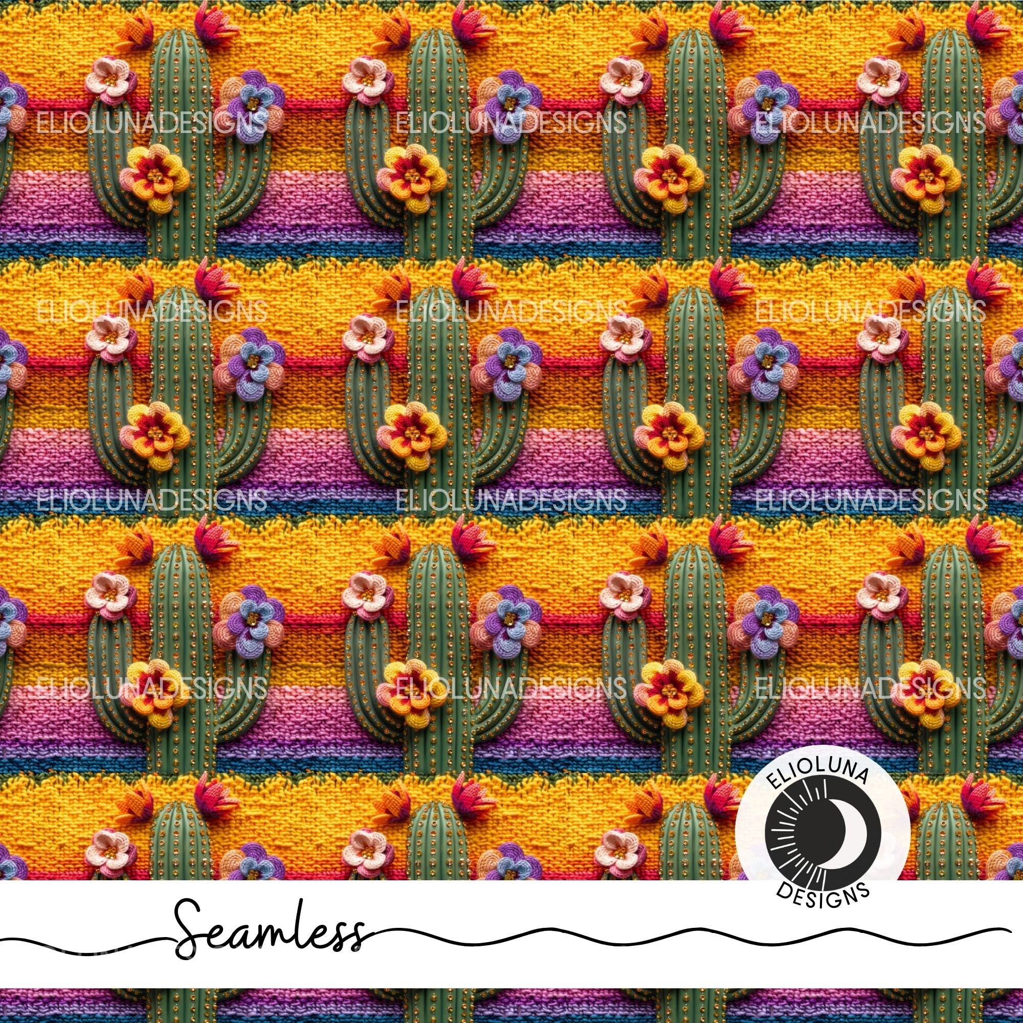 Cactus Floral Pattern Digital Paper Embroidered Western Pattern ...