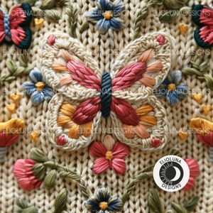 Boho Butterflies Pattern Digital Knitted Butterflies Seamless Pattern ...