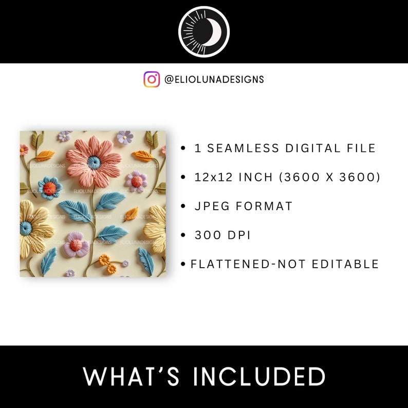 Floral Pattern Digital Paper Boho Knitted Floral Pattern Seamless ...