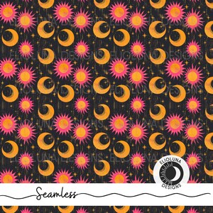 Solar Eclipse Pattern Moon Seamless Celestial Digital Paper Sun and ...