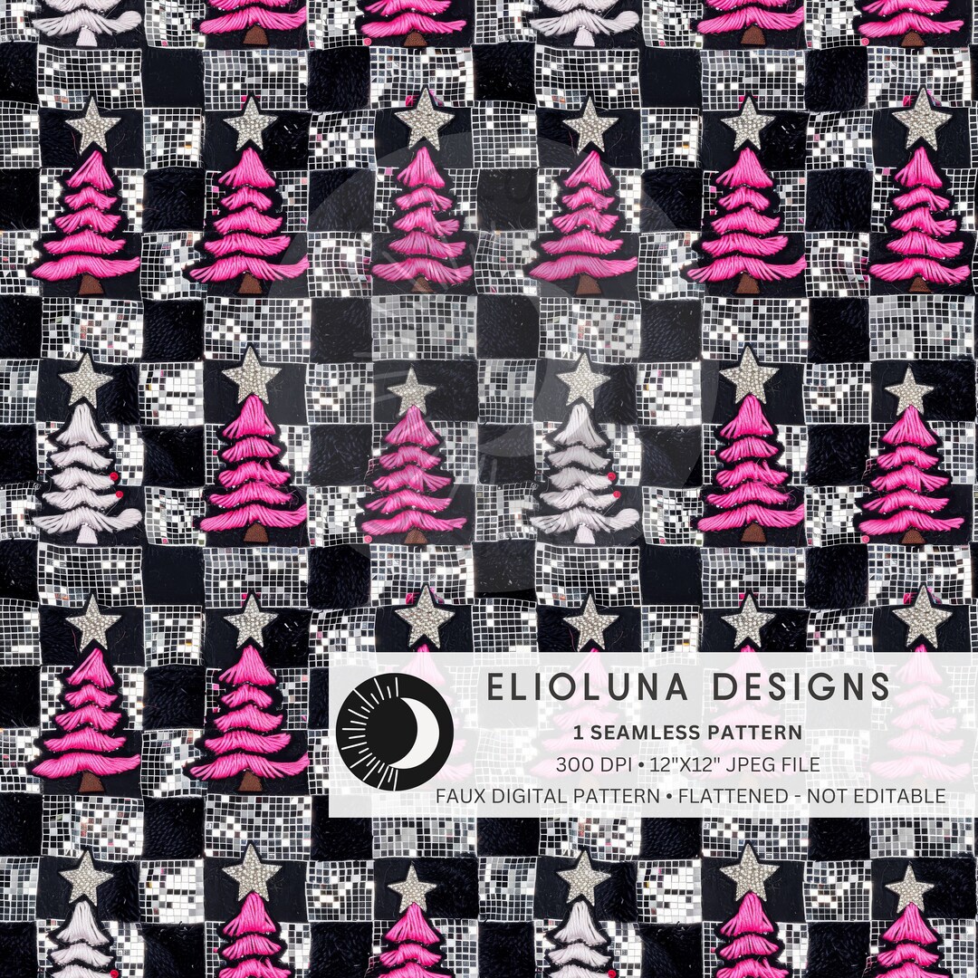 Disco Christmas Trees Glitter Christmas Trees Xmas Seamless Pattern ...