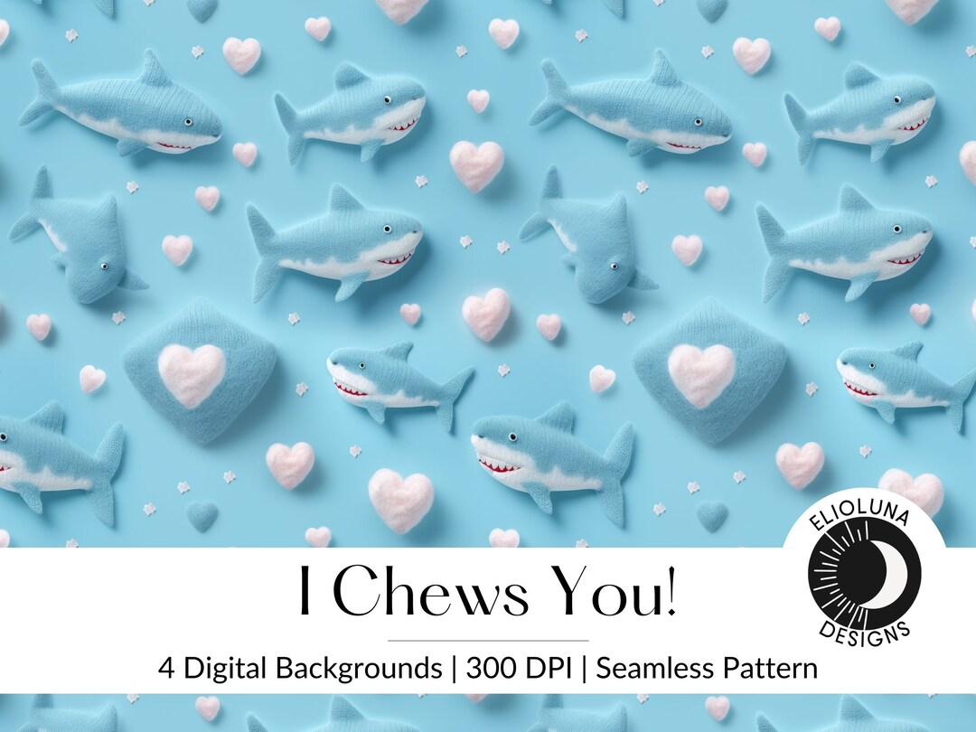 Shark Digital Paper Ocean Digital Paper Sharks Seamless Pattern Summer ...