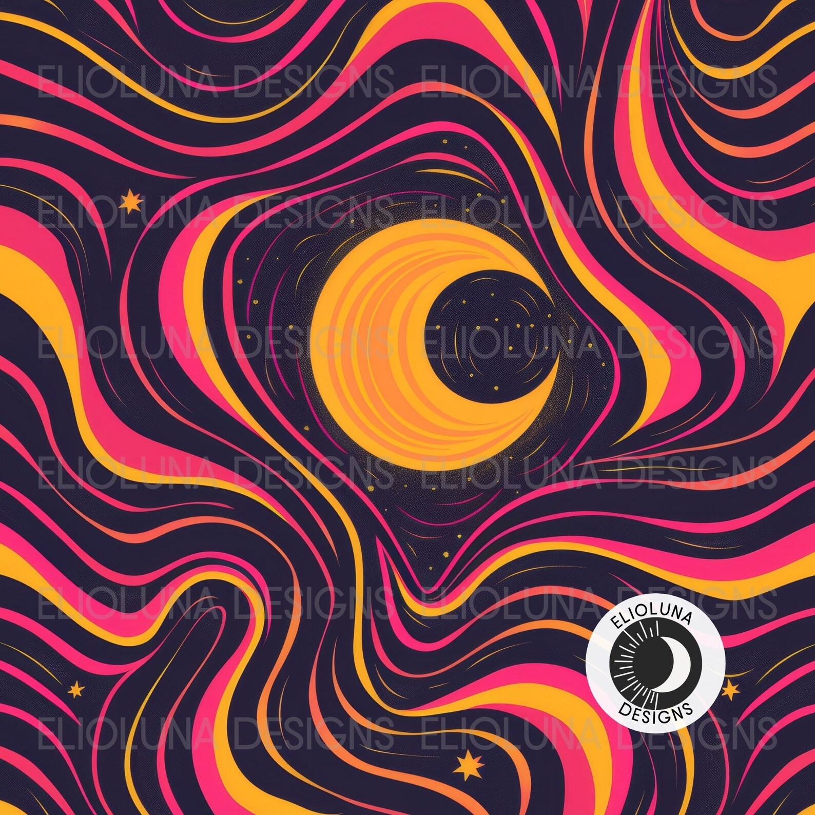 Groovy Moon Pattern Celestial Seamless Moon Digital Paper Sun and Moon ...