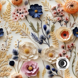 Floral Pattern Digital Paper 3D Spring Floral Pattern Seamless Digital ...