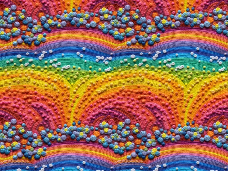 Whimsical 3D Wool Seamless Digital Design Rainbow Repeating Pattern 3D ...