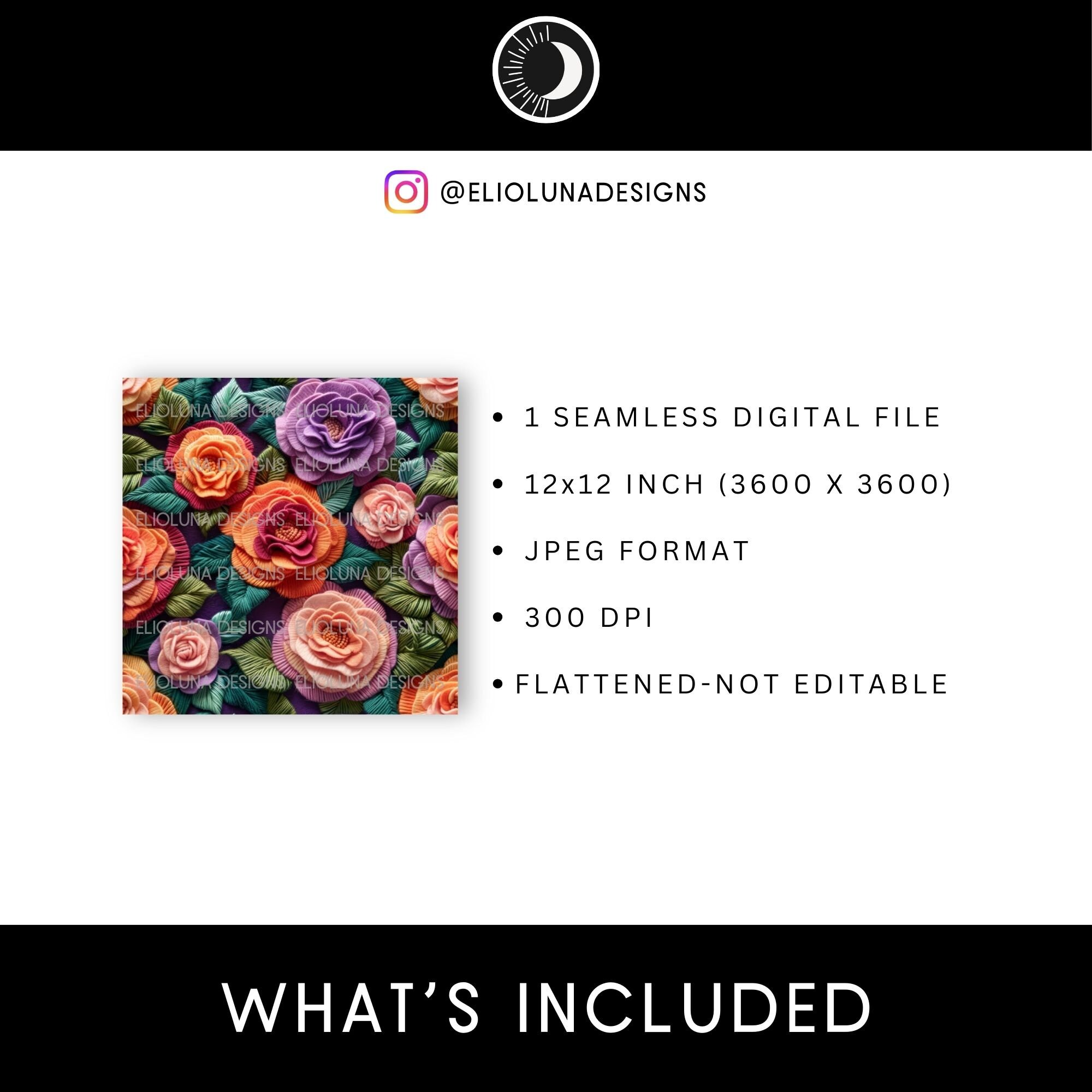 Rose Pattern 3D Faux Embroidery Floral Seamless Digital Design Floral ...