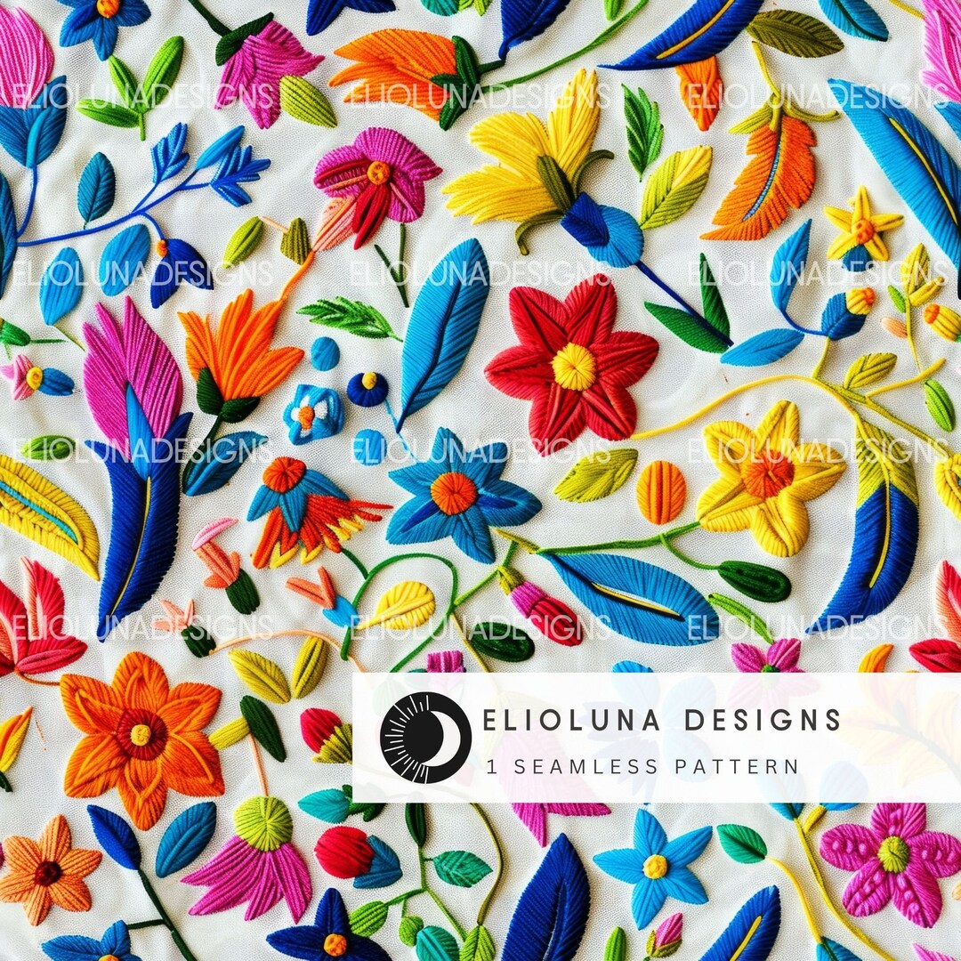 3D Floral Pattern Digital Paper Faux Embroidery Summer Floral Pattern ...