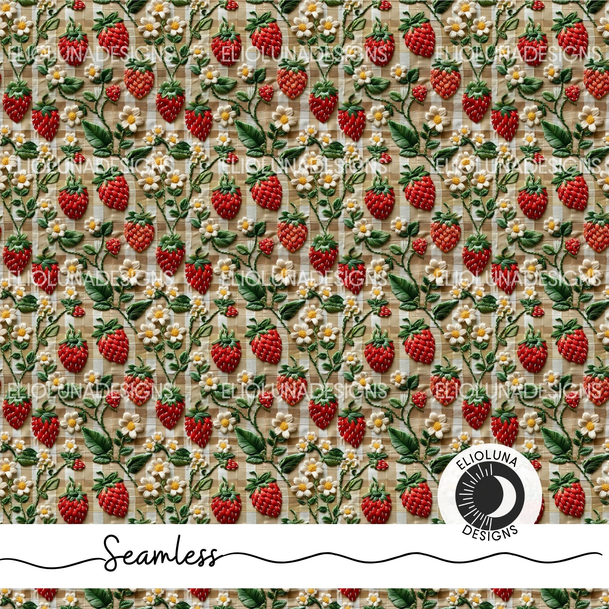 Vintage Strawberry Pattern Digital Paper Strawberry Pattern Seamless ...