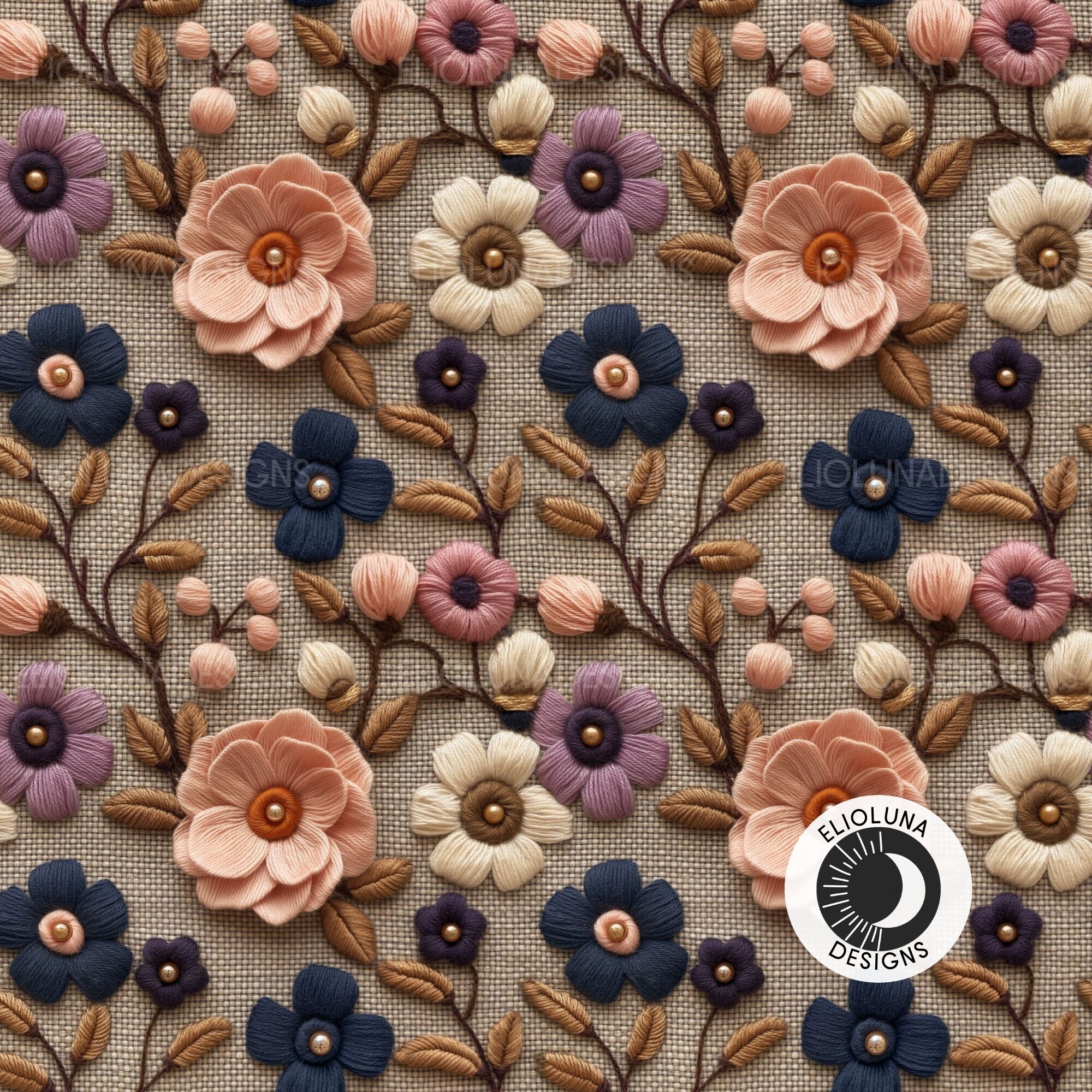 Boho Fall Florals Pattern Digital Paper 3D Fall Floral Pattern Seamless ...