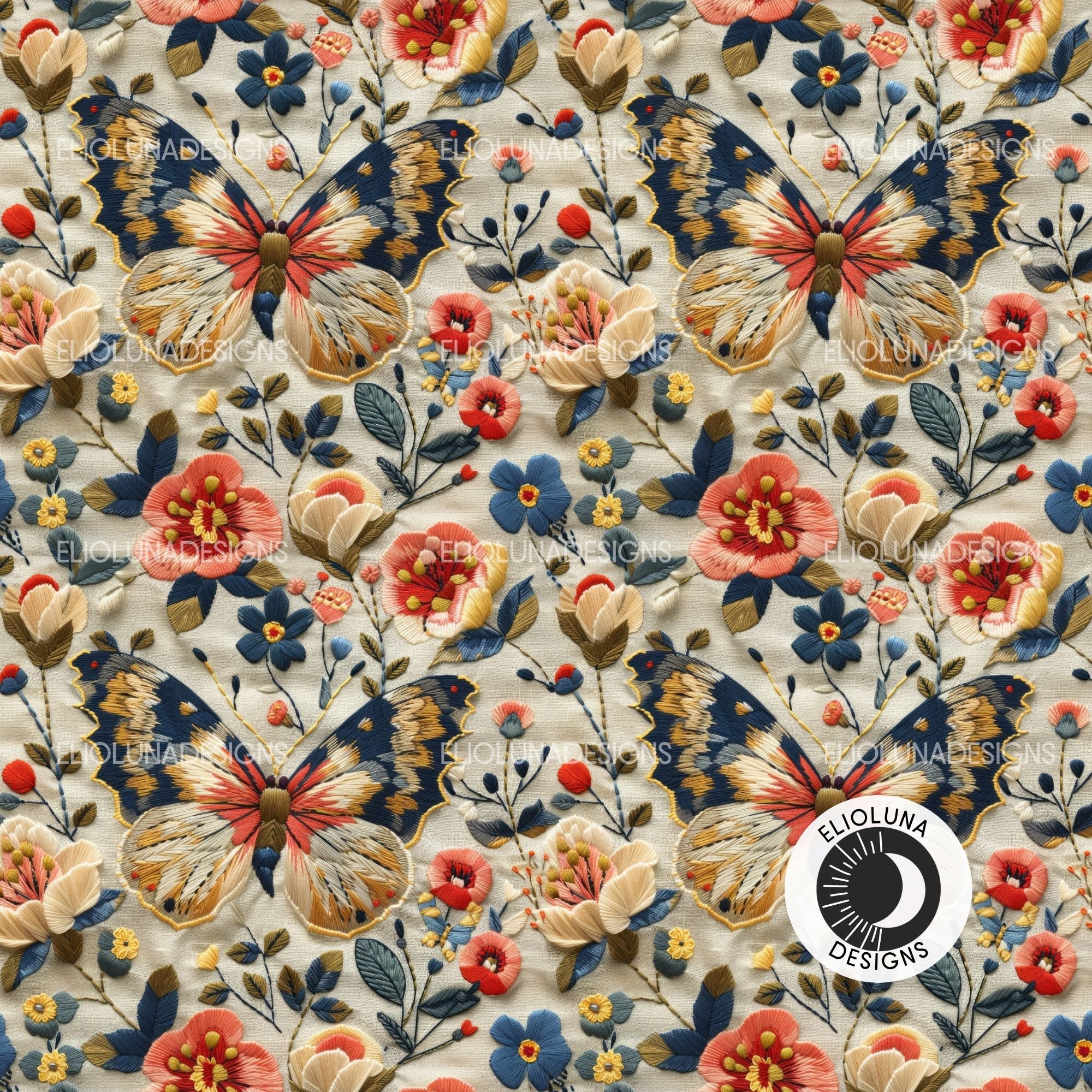 Boho Butterflies Pattern Digital Knitted Butterflies Seamless Pattern ...