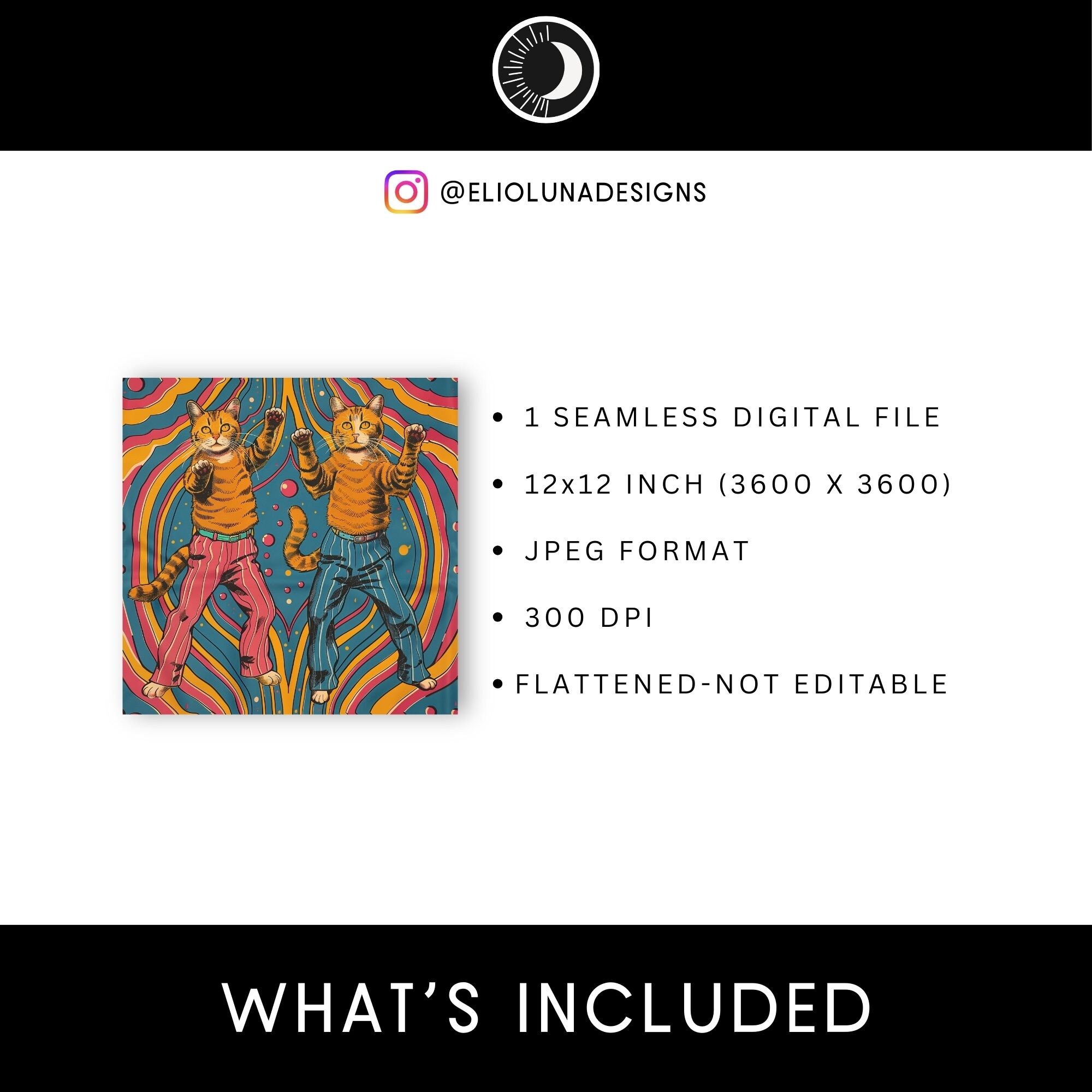 Groovy Cats Seamless Pattern Retro Seamless Cat Pattern Retro Groovy ...