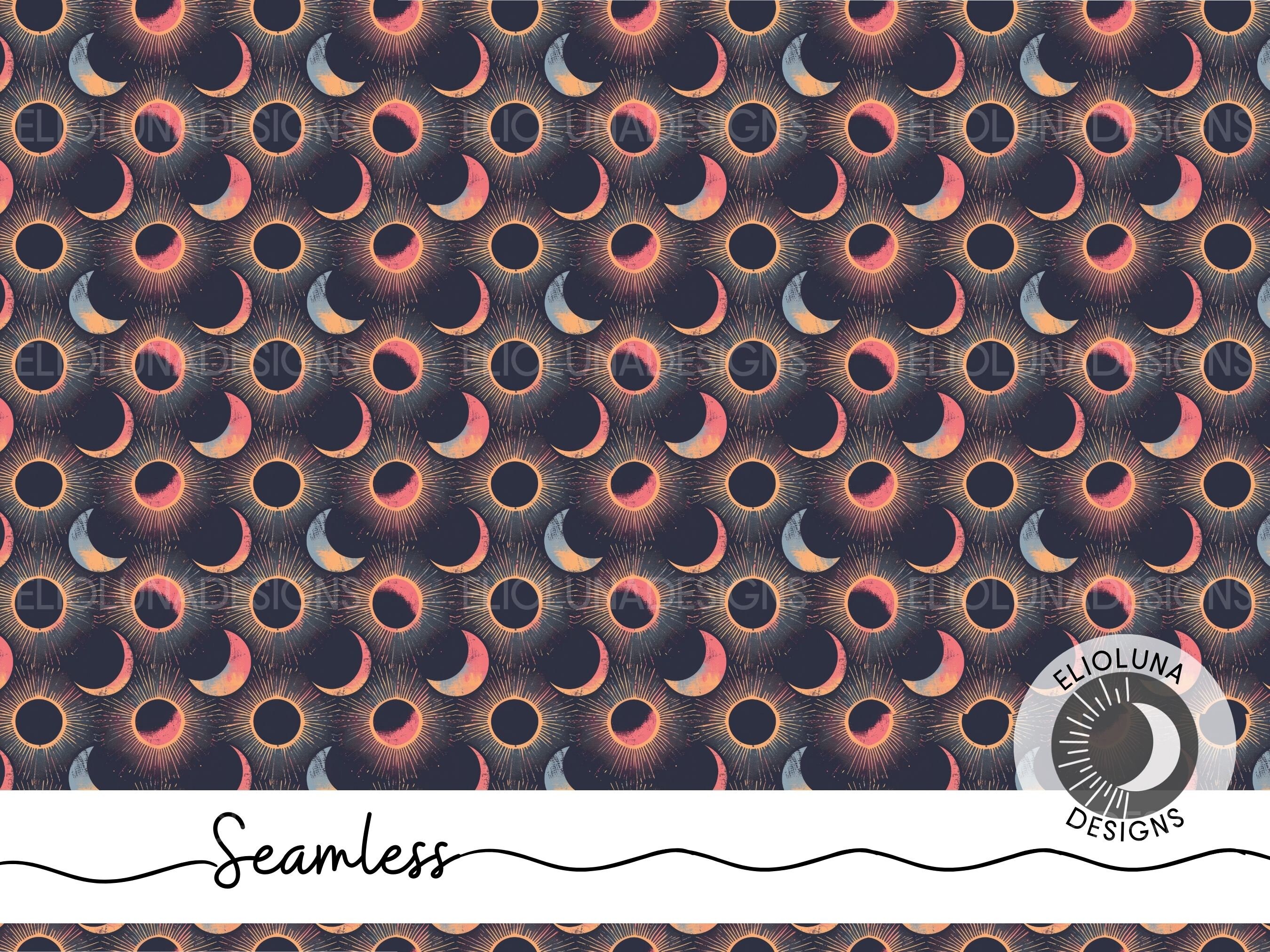 Solar Eclipse Pattern Sun Seamless Moon Digital Paper Solar Eclipse ...