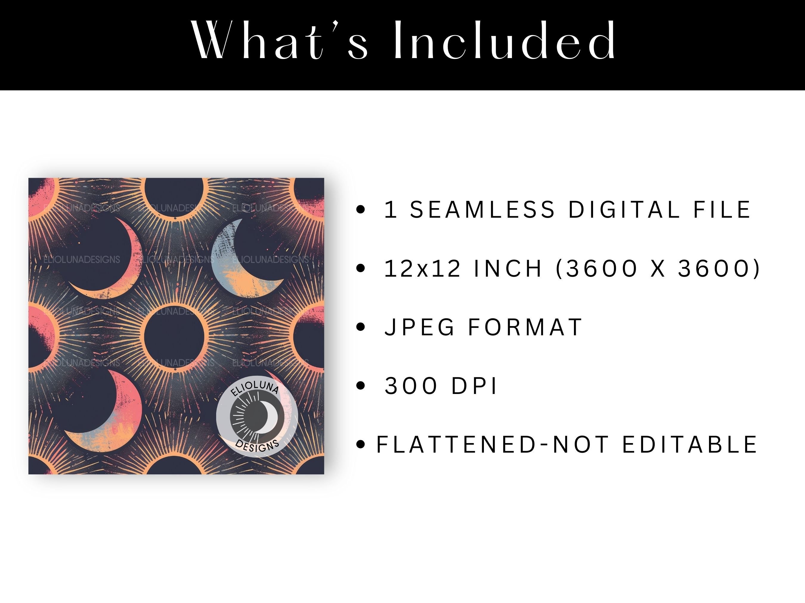 Solar Eclipse Pattern Sun Seamless Moon Digital Paper Solar Eclipse ...