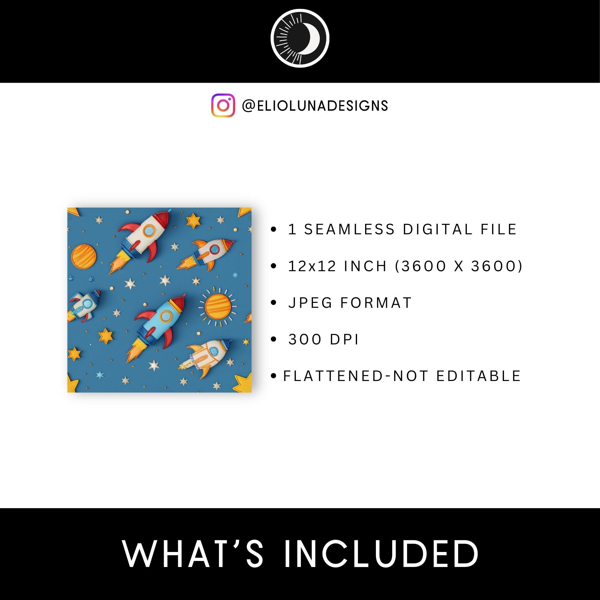 Rocket Ship Space Pattern Digital Paper Kids Space Pattern Seamless ...