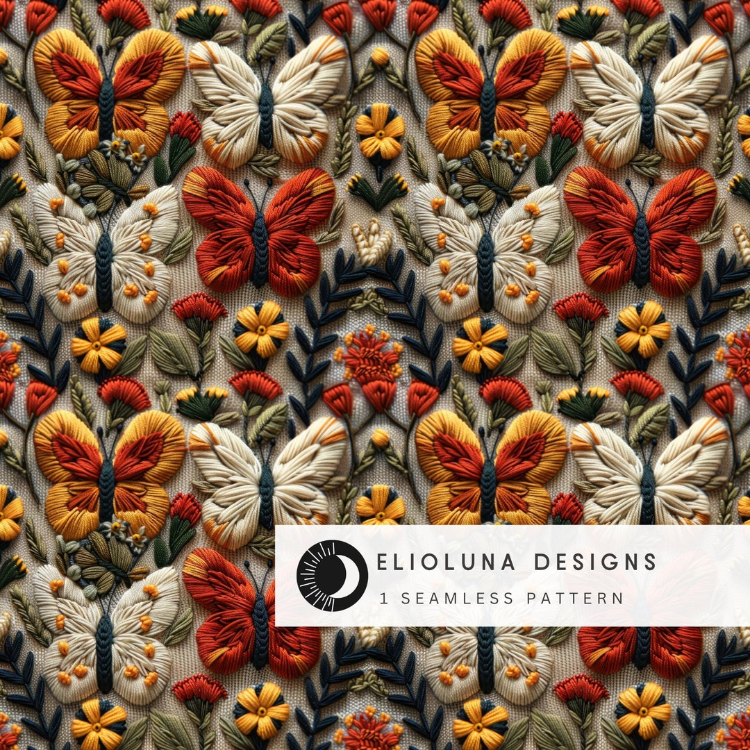 Boho Butterflies Pattern Digital Knitted Butterflies Seamless Pattern ...