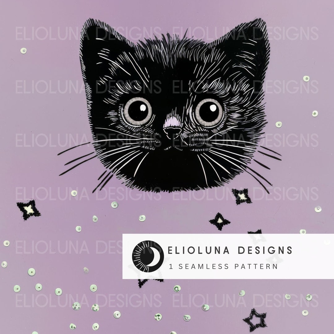 Black Cat Pattern Halloween Seamless Witch Pattern Halloween Digital ...