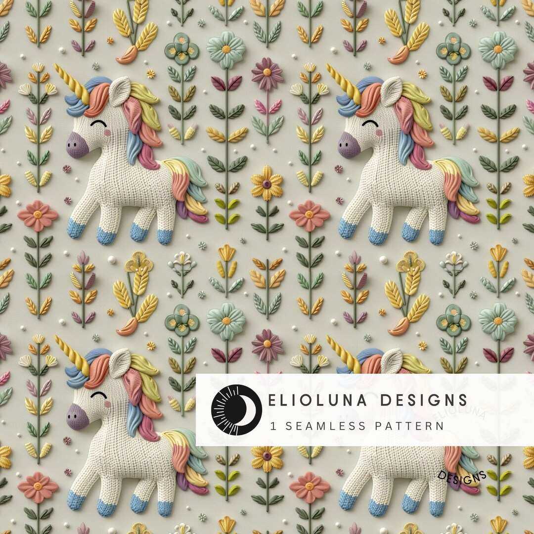 Unicorn Pattern Digital Paper 3D Unicorn Pattern Seamless Whimsical ...