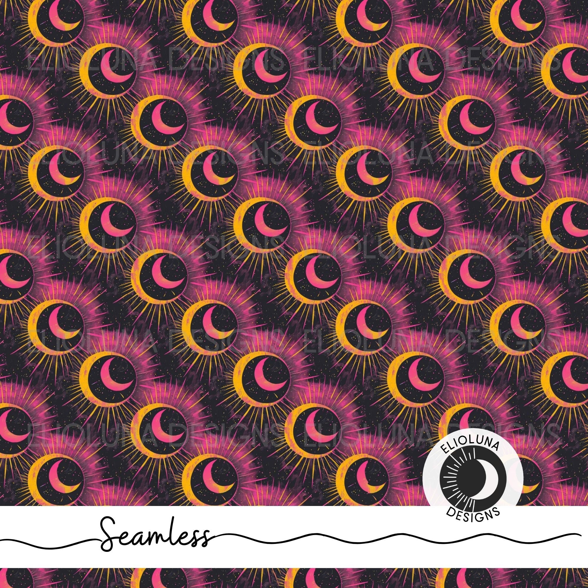 Solar Eclipse Pattern Moon Seamless Celestial Digital Paper Solar ...