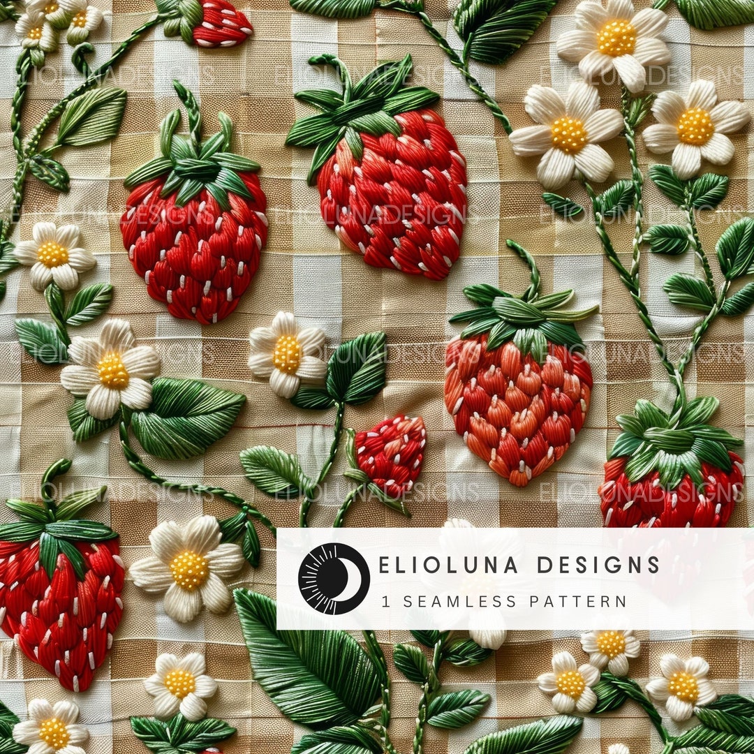Vintage Strawberry Pattern Digital Paper Strawberry Pattern Seamless ...
