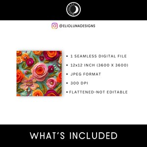 3D Rose Floral Pattern Digital Paper Faux Embroidery Summer Floral ...