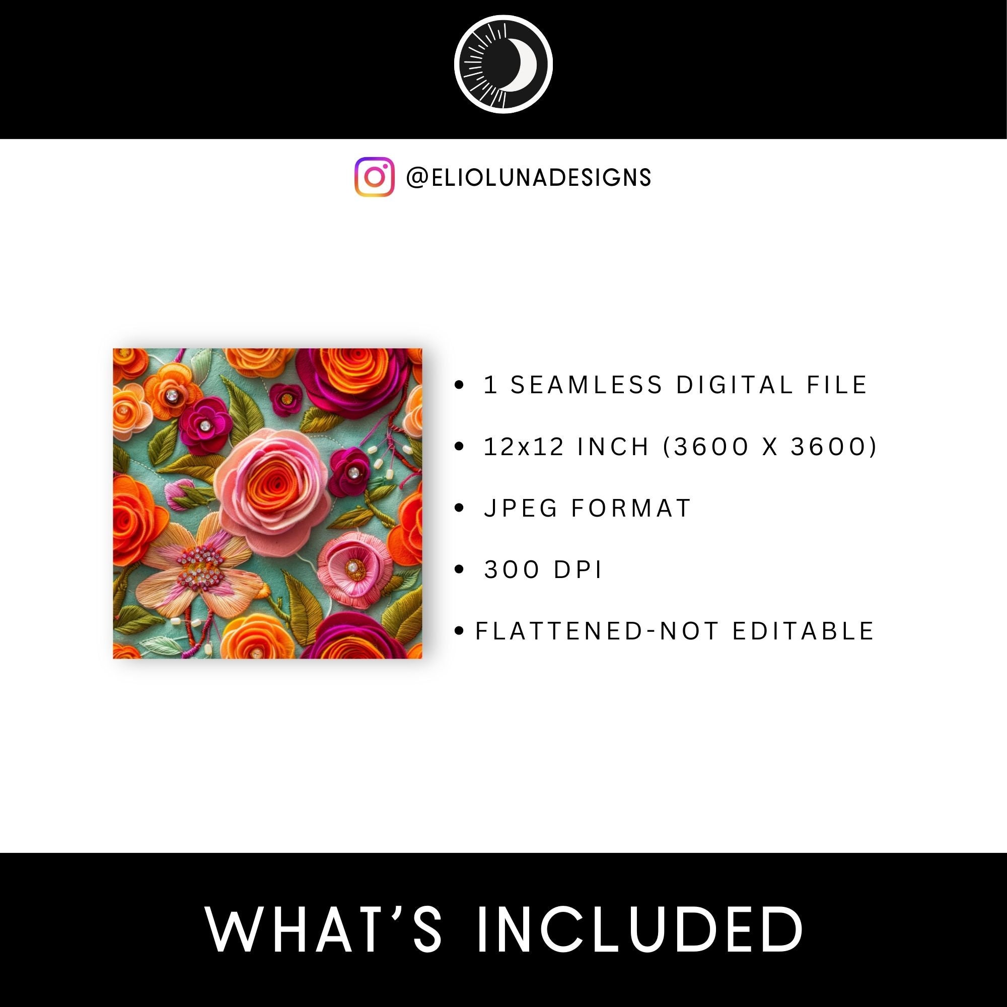 3D Rose Floral Pattern Digital Paper Faux Embroidery Summer Floral ...