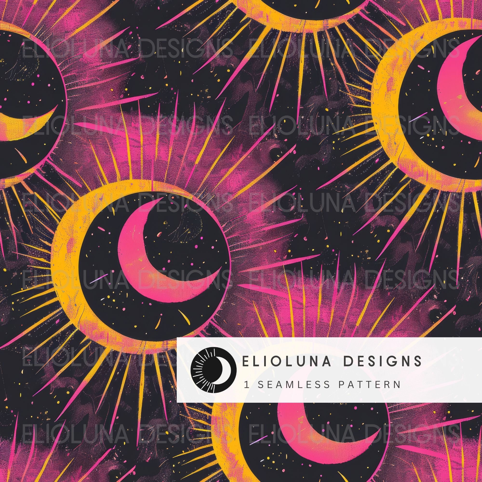 Solar Eclipse Pattern Moon Seamless Celestial Digital Paper Solar ...