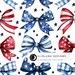 4th of July Red White Blue Watercolor Bows Seamless Pattern, Digital ...