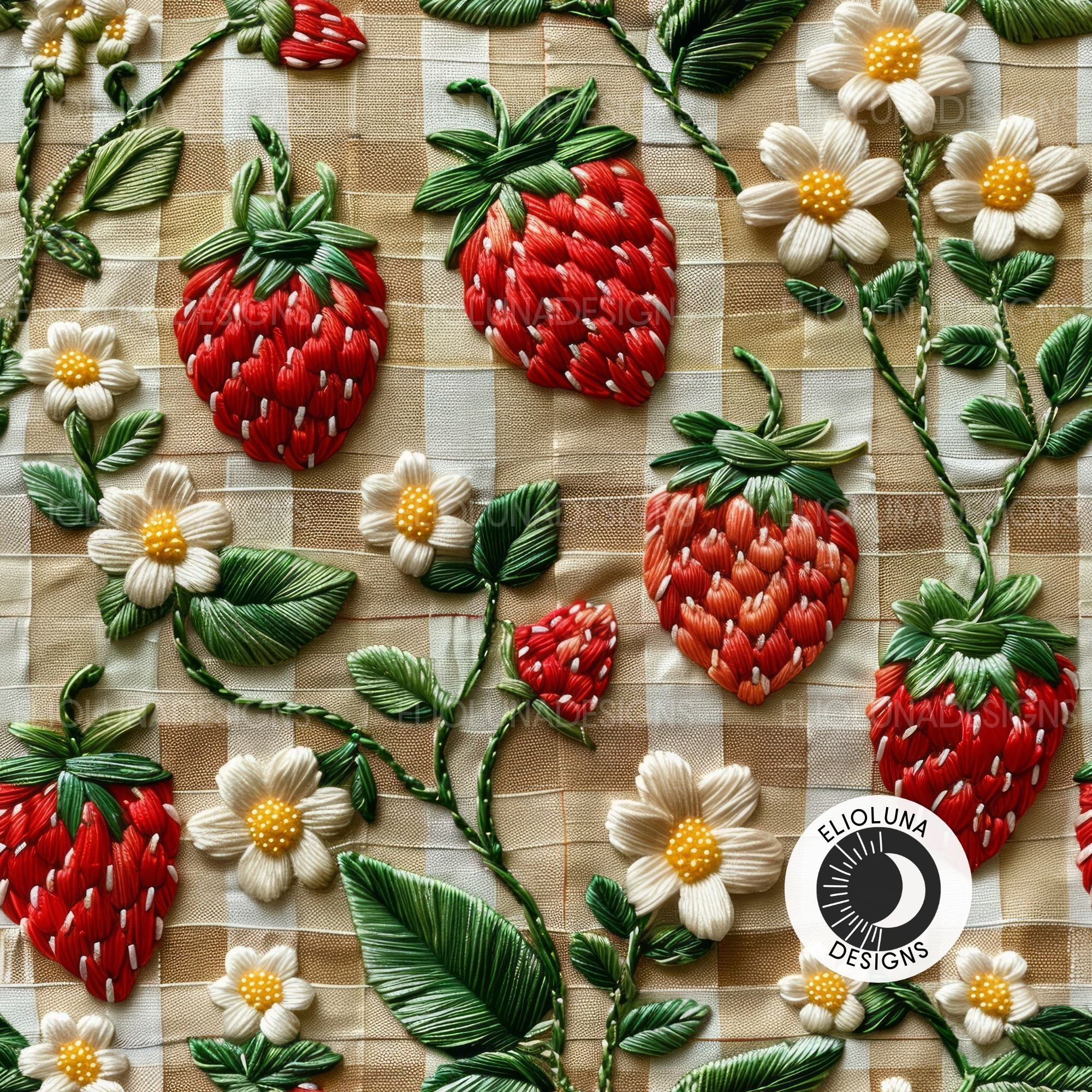 Vintage Strawberry Pattern Digital Paper Strawberry Pattern Seamless ...