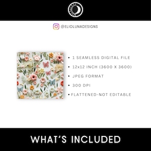 Spring Floral Butterfly Pattern Digital Paper Embroidered Floral ...