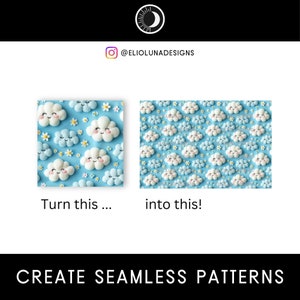 Cloud Pattern Happy Clouds Digital Paper Cute Clouds Seamless Pattern ...