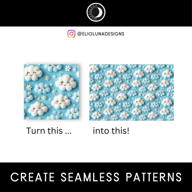 Cloud Pattern Happy Clouds Digital Paper Cute Clouds Seamless Pattern ...