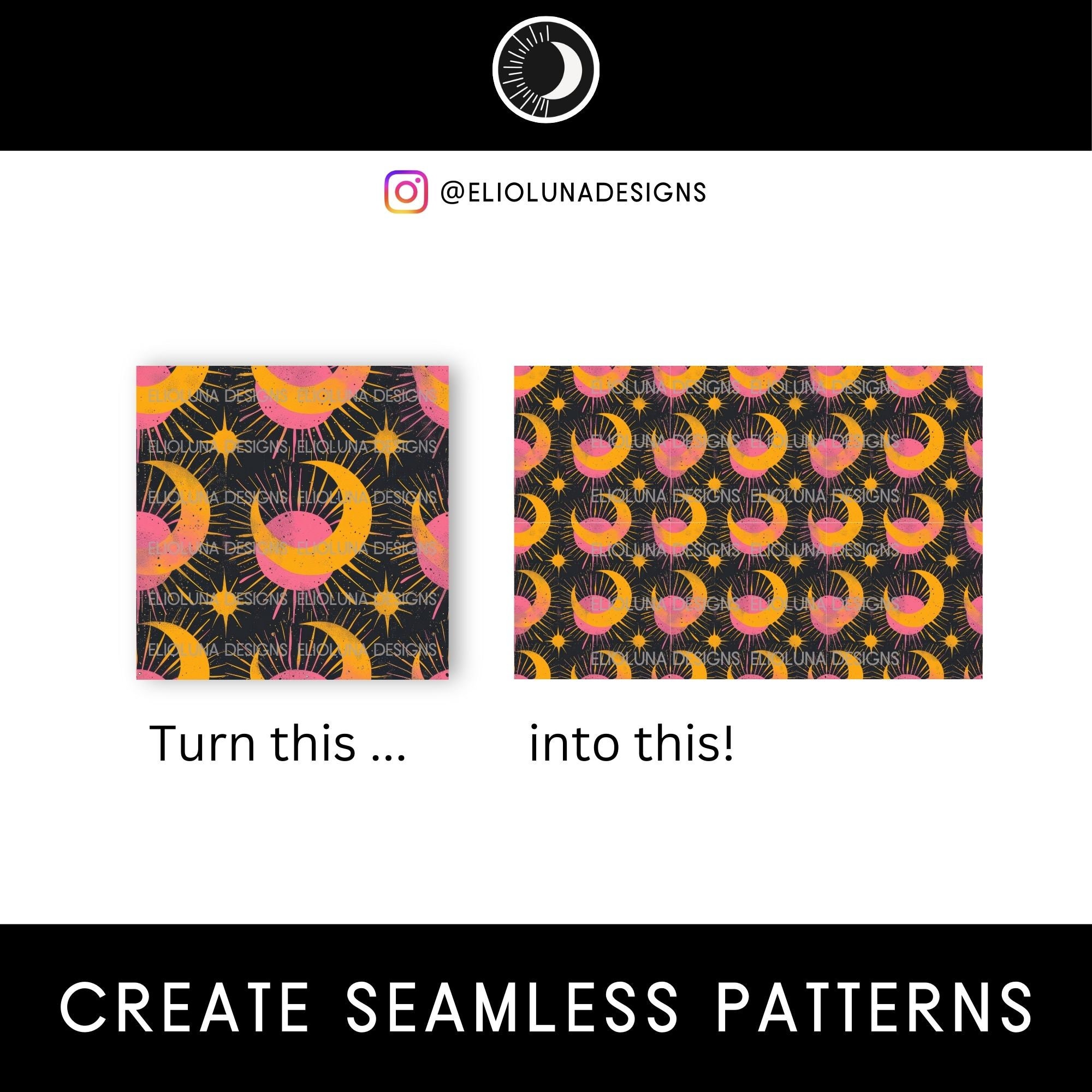 Solar Eclipse Pattern Moon Seamless Celestial Digital Paper - Etsy