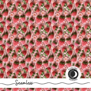Strawberry Pattern Digital Paper 3D Felt Strawberry Pattern Seamless ...