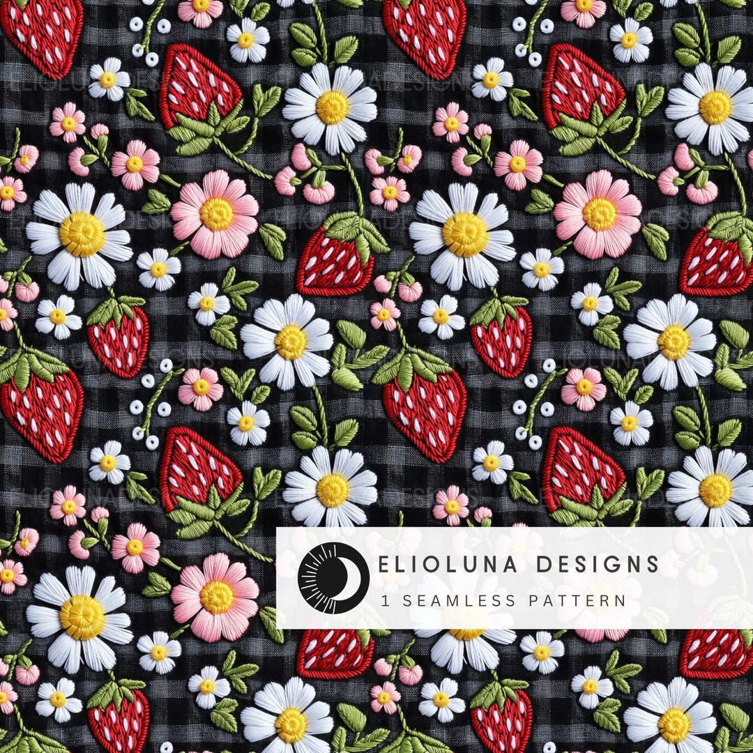 Floral Strawberry Pattern Digital Paper Strawberry Pattern Seamless ...