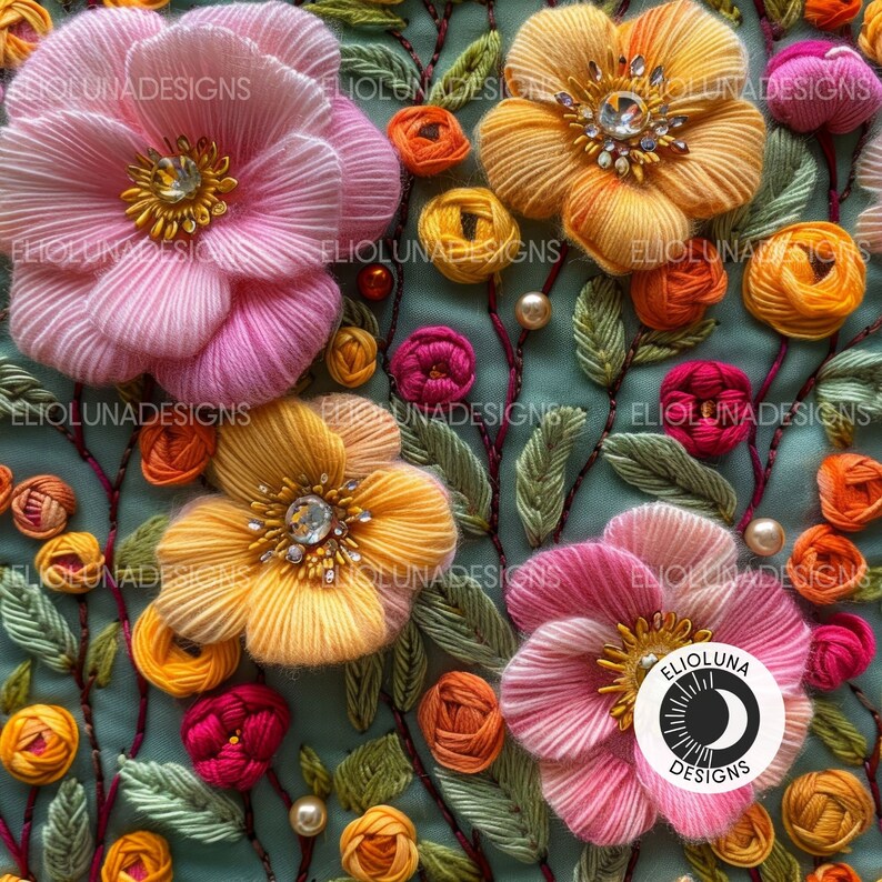 Floral Pattern Digital Paper 3D Spring Floral Pattern Seamless Digital ...