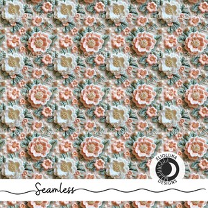 Boho Floral Pattern Digital Paper Faux Embroidery Boho Floral Pattern ...