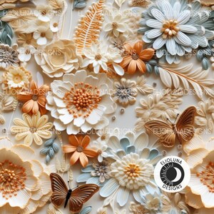 Butterfly Floral Pattern Digital 3D Boho Butterfly Seamless Pattern ...