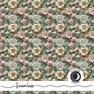 Floral Pattern Digital Paper 3D Embroidery Neutral Floral Pattern ...