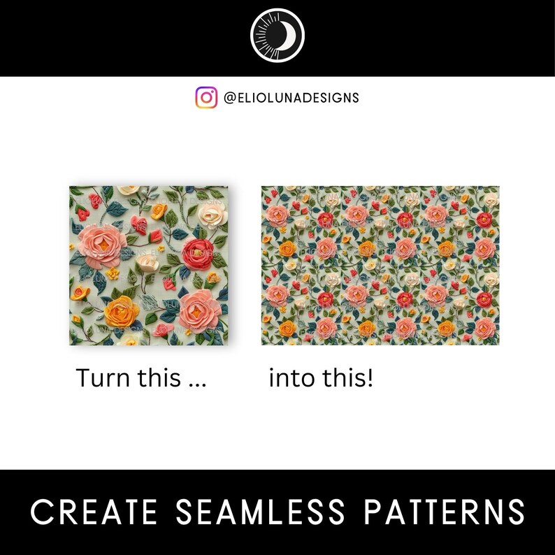 Rose Pattern 3D Faux Embroidery Floral Seamless Digital Design Floral ...