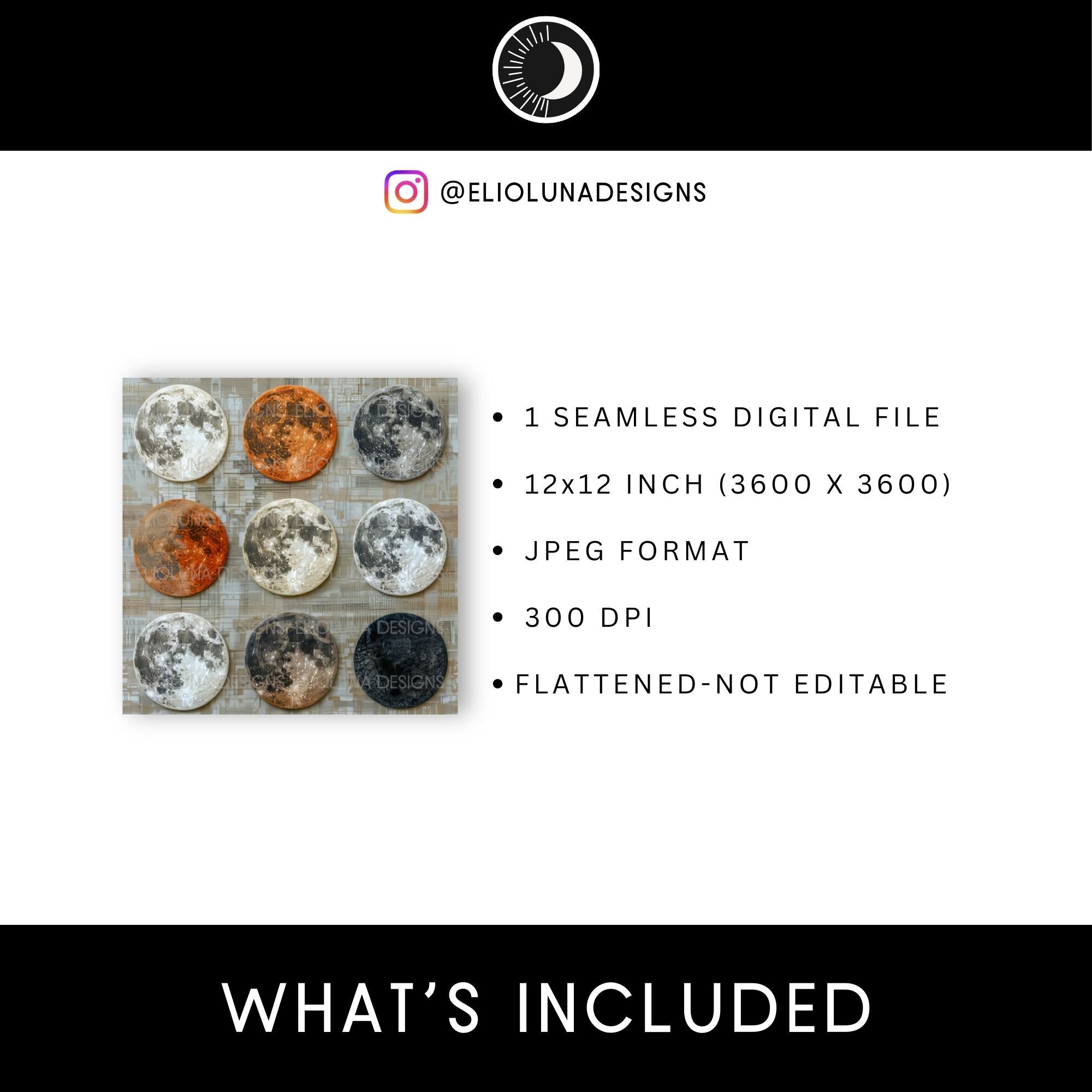 Moon Pattern Celestial Seamless Moon Digital Paper Space Seamless ...