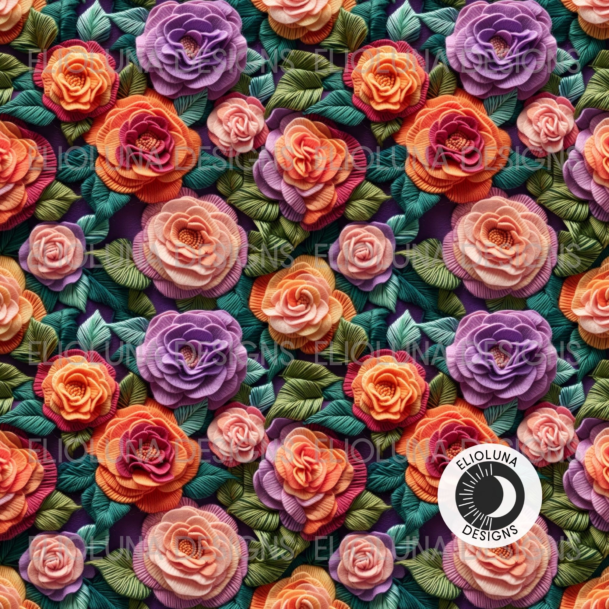 Rose Pattern 3D Faux Embroidery Floral Seamless Digital Design Floral ...