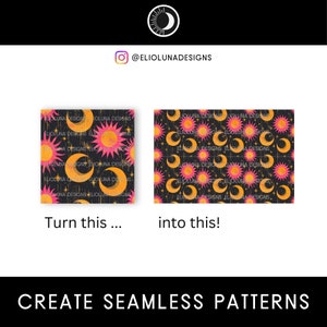 Solar Eclipse Pattern Moon Seamless Celestial Digital Paper Sun and ...