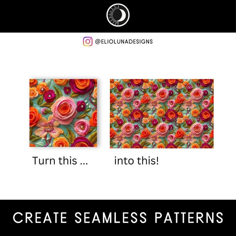 3D Rose Floral Pattern Digital Paper Faux Embroidery Summer Floral ...