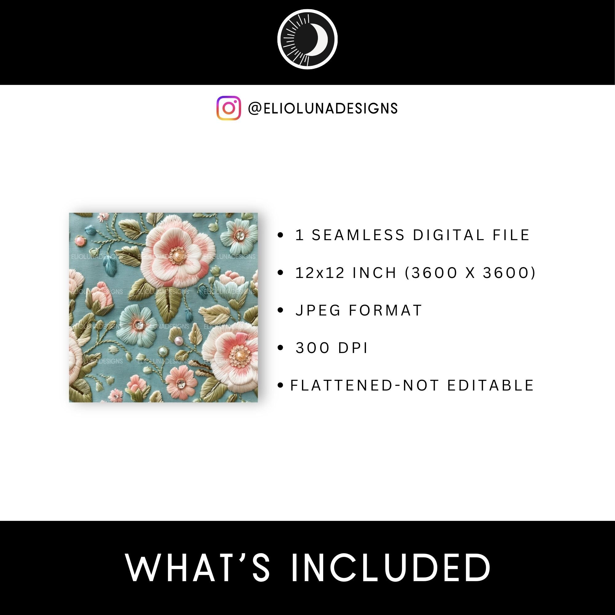 Boho Floral Pattern Digital Paper Faux Embroidery Boho Floral Pattern ...