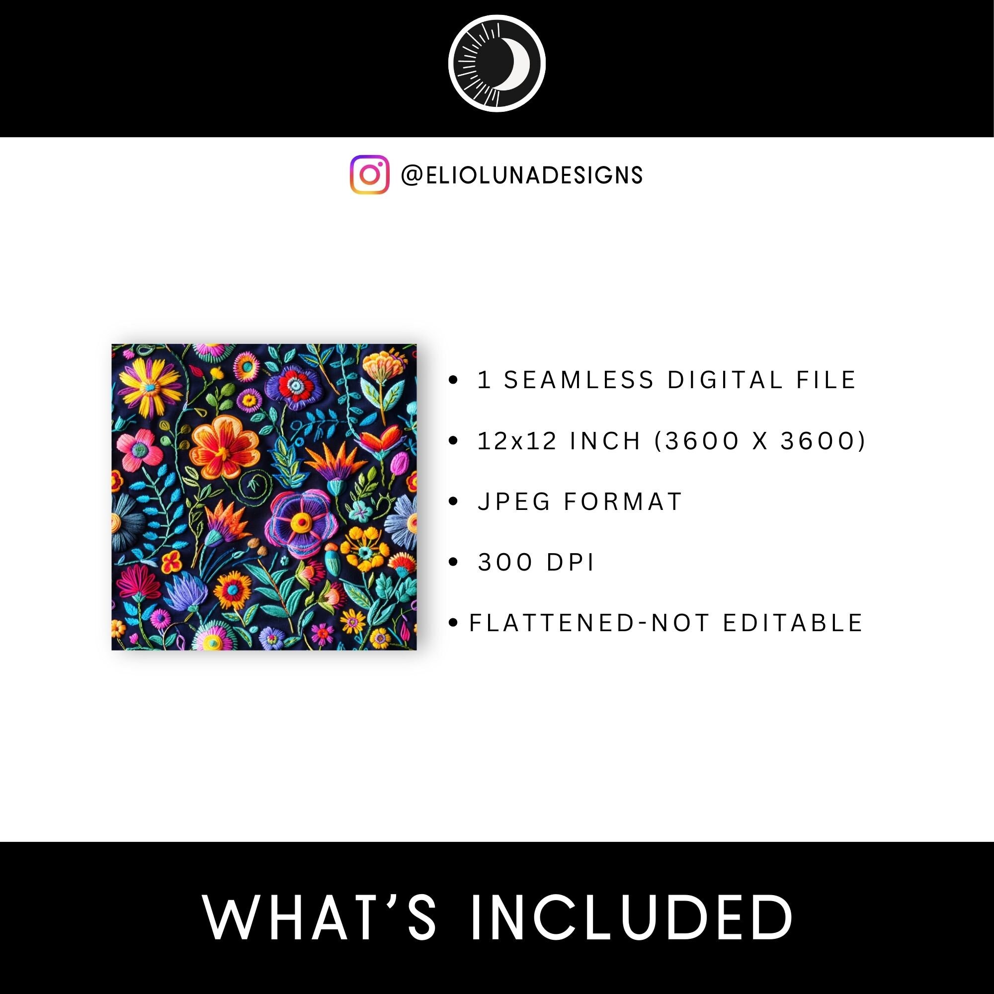 Mexican Floral Pattern Digital Paper Faux Embroidery Fiesta Floral ...