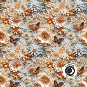 Butterfly Floral Pattern Digital 3D Boho Butterfly Seamless Pattern ...