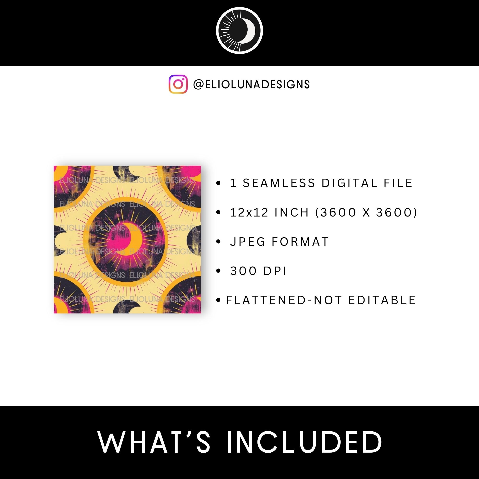 Solar Eclipse Pattern Moon Seamless Celestial Digital Paper Solar ...