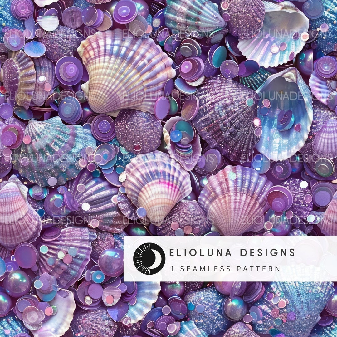 Seashells Seamless Pattern Digital Paper Seashell Pattern Fabric ...
