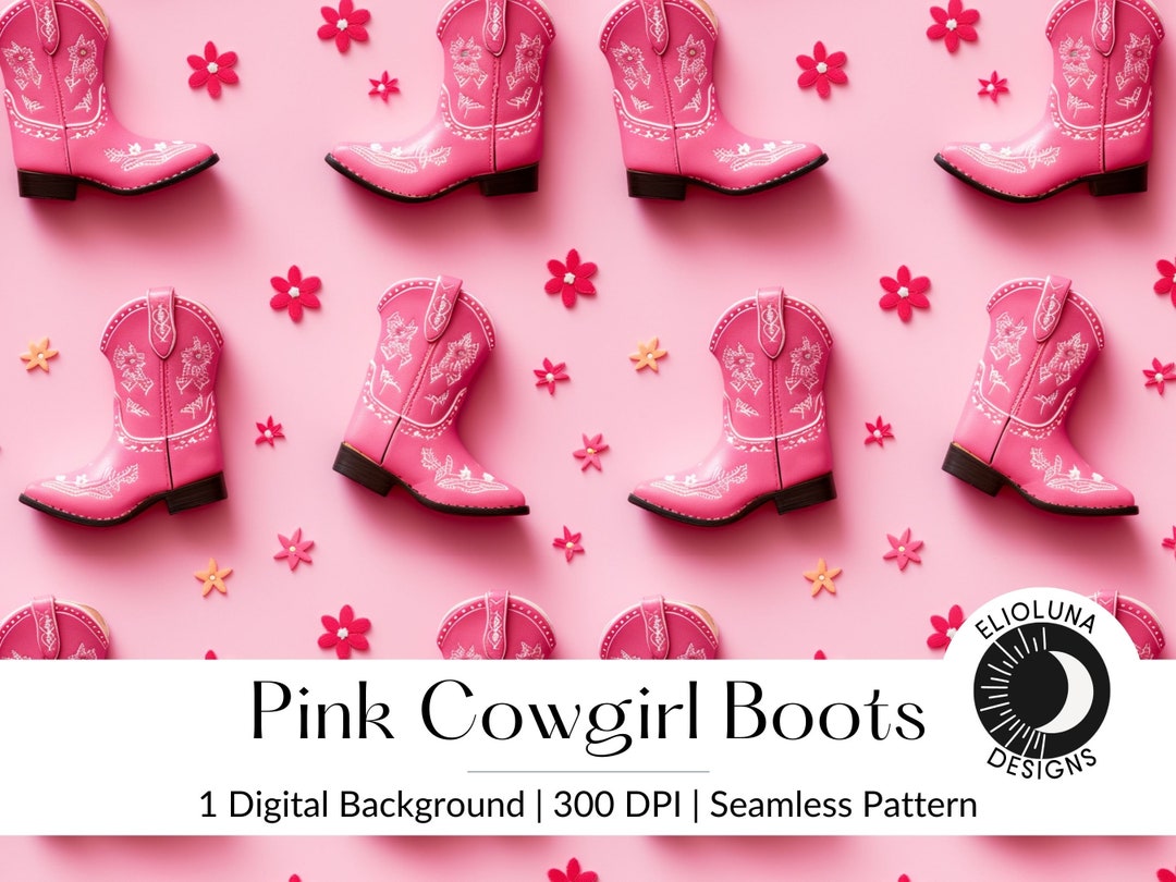 Pink Western Seamless Pink Cowgirl Boots Digital Paper Pink Western ...
